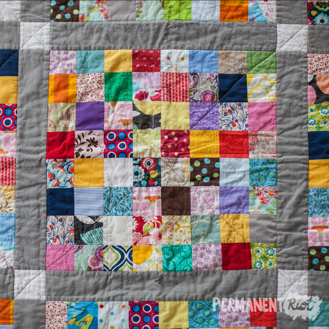 Patchwork scrap quilt – 8 years of scraps! – Permanent Riot